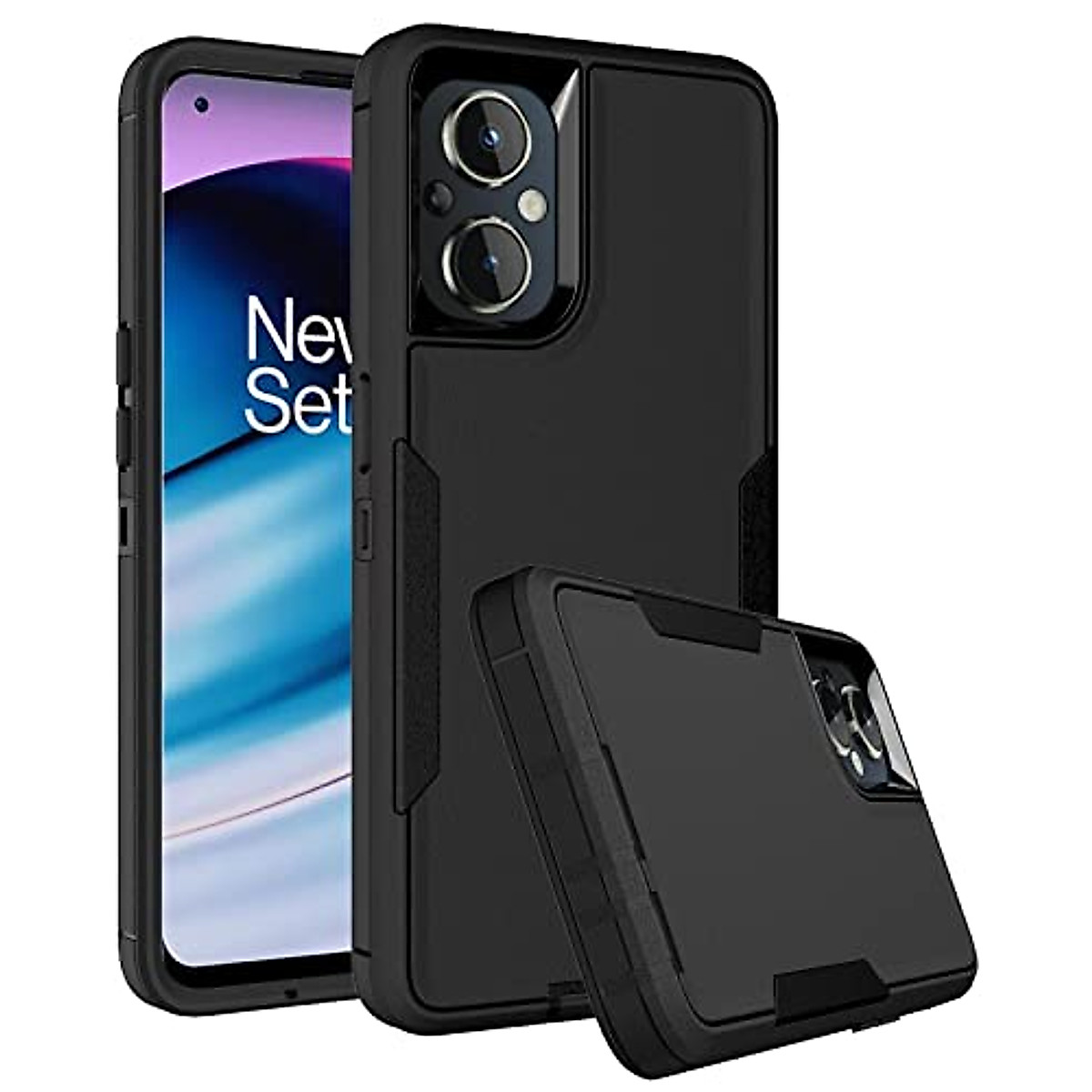 Dahkoiz for Oneplus Nord N20 5G Case, [Built-in Dustproof Cap],[Work with Magnetic Car Mount], Full Body Protection Silicone Rubber Protective Cover Phone Case for Oneplus Nord N20 5G, Black/Black