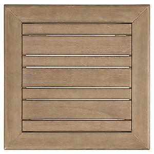 Signature Design by Ashley Gerianne Outdoor Eucalyptus Wood Square End Table, Beige