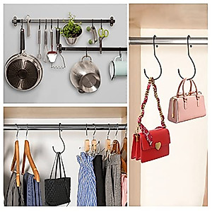 18 Pieces Purse Hanger for Closet, Unique Twist Design Bags Hanger Hooks, Black Closet Rod S Hooks, Large Size Closet Rod Hooks for Purses, Handbags, Belts, Scarves, Hats, Clothes, Hanging Bags