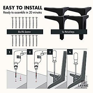 La Vane 4 inch Metal Furniture Legs, Set of 4 Modern Iron Diamond Triangle Furniture Feet DIY Replacement Black for Cabinet Cupboard Sofa Couch Chair Ottoman