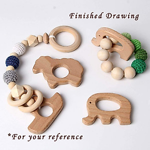 Teether Ring Baby Clip Beech Wood Teething Handmade Toddle Jewelry Nursling Accessories, Cat Camera Seahorse Heart Bear Shell Hedgehog Cow Butterfly Owl Car