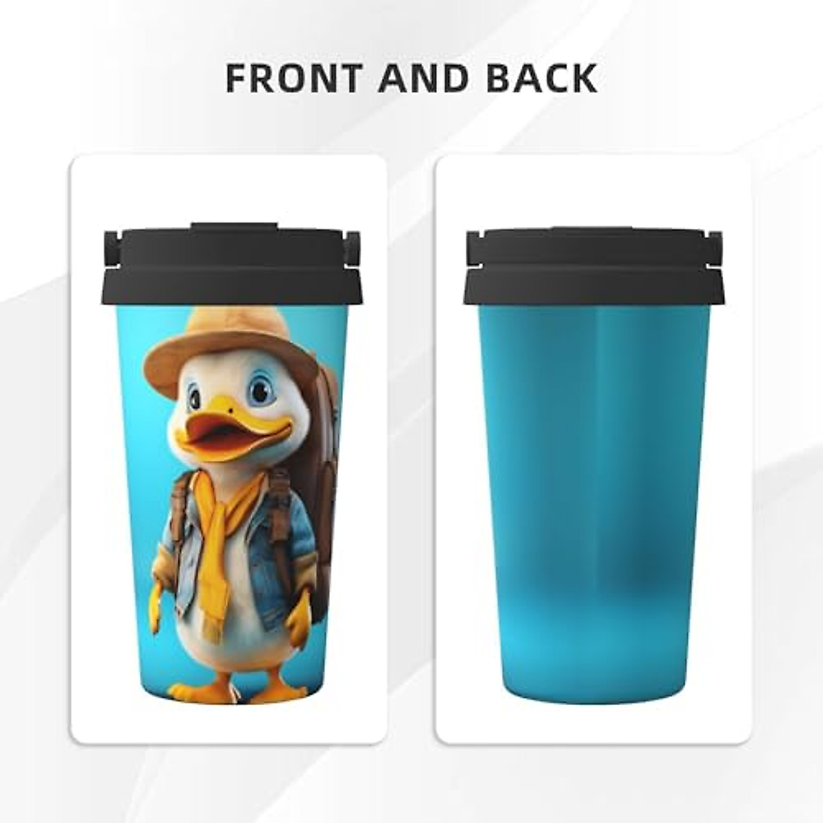 WZYCWB Duckling across backpack Printed insulated coffee cup - leak-proof design, suitable for commuting, office and travel insulated cup,