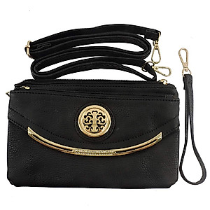 Silver Fever Fashion Crossbody - Hipster Mini Purse - Indie Designed Handbag (Black Accordion)