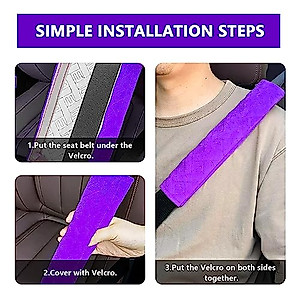 Kewucn 2 PCS Car Seat Belt Pads, Soft Comfort Seat Belt Shoulder Strap Covers Harness Pad to Protect Your Neck and Shoulder, Universal Vehicle Interior Accessories for Most Cars (Purple)