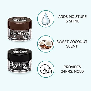 KISS COLORS & CARE Color Edge Fixer 1.01 oz. (30mL) Travel Size - Natural Black, Hides Grays & Fills In Hairline, Moisturizing, No Flakes, 24 Hour Maximum Hold, Natural Results, Keep Edges In Check