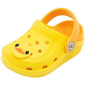 dripdrop Girls Comfort Clogs Kids Slip On Garden Shoes Boys Lightweight Beach Pool Slide Sandals Shower Slipper, Yellow Duck, 8.5 Toddler