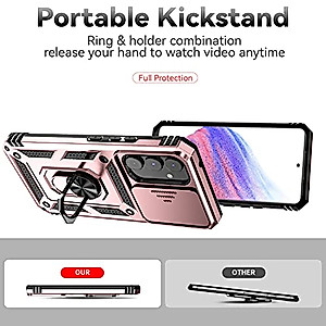 MLDWH Samsung Galaxy A54 5G Case with Stand Kickstand Ring and Camera Cover with Screen Protector [2 Pack], Heavy Duty Military Grade Shockproof Protective Cover for Samsung Galaxy A54 5G (Rose Gold)