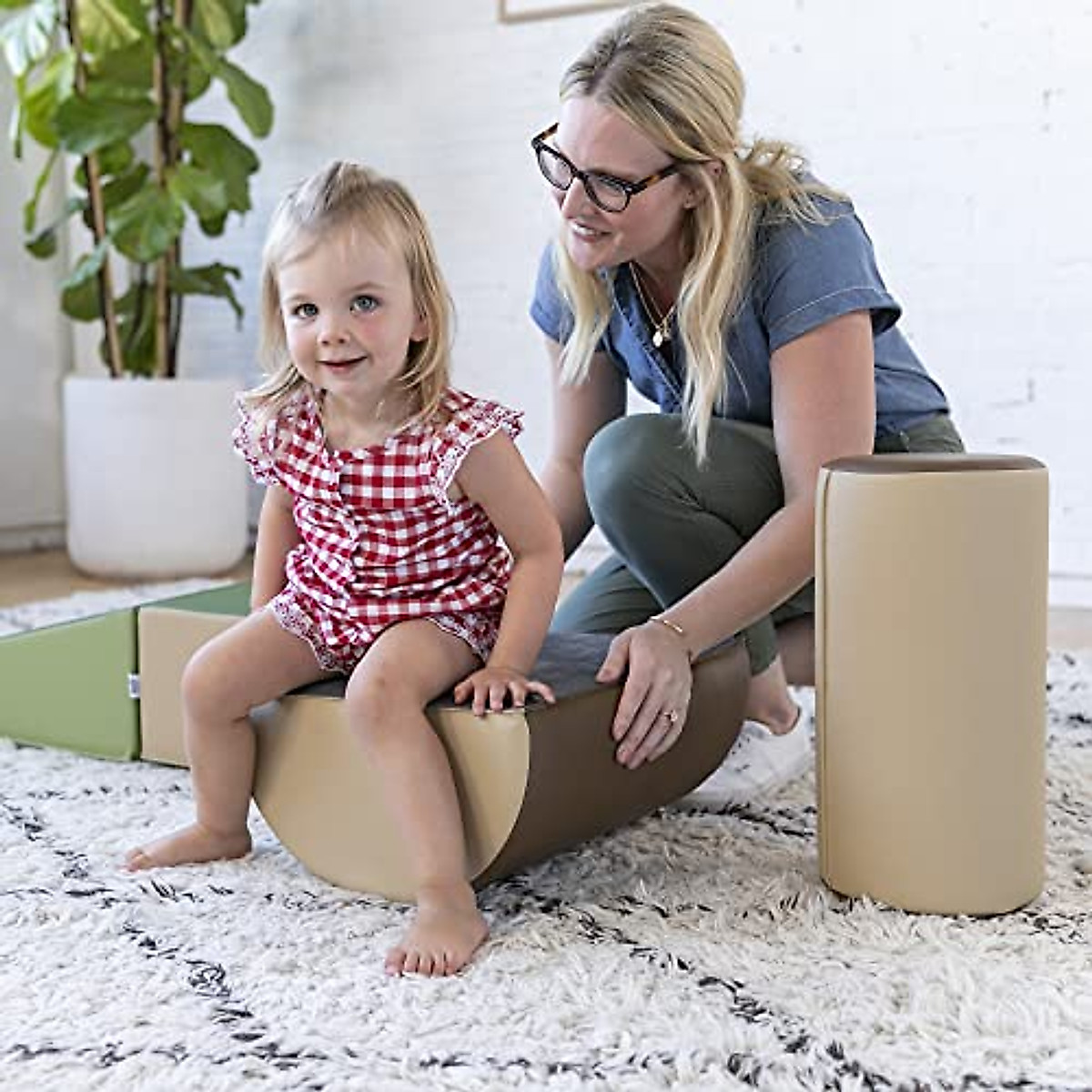 ECR4Kids SoftZone Climb and Crawl Playset, Building Blocks, Earthtone, 5-Piece