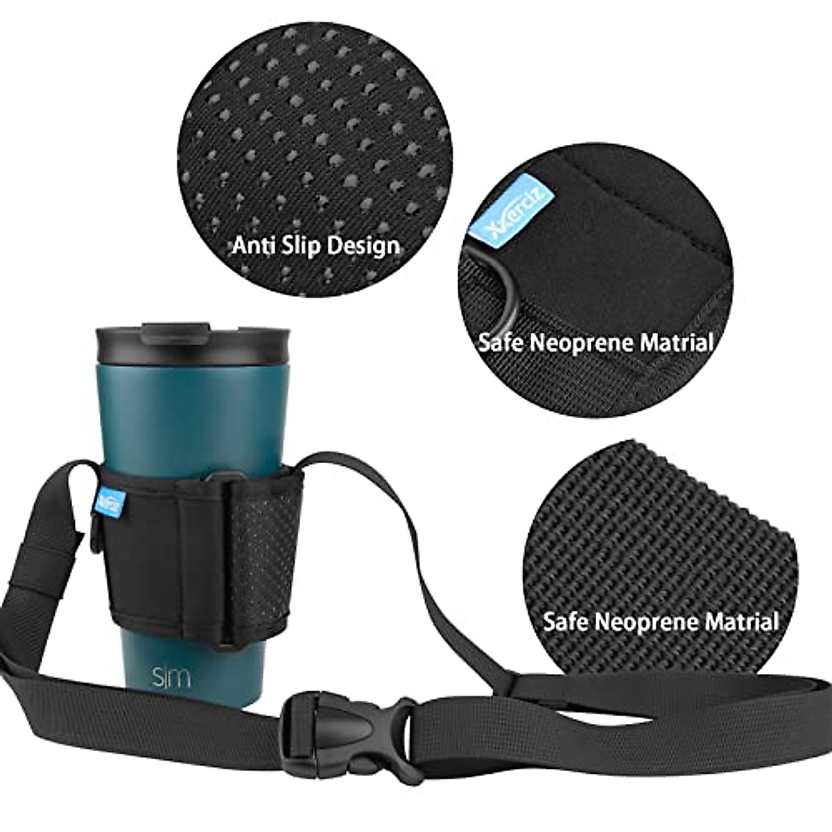 Xxerciz Tumbler Carrier Holder Water Bottle Carrier with Shoulder Strap, Fit for Simple Modern, Yeti, Rtic, Hydro Flask Tumbler Drink Carrier with Carrying Handle Water Bottle Holder for Walking