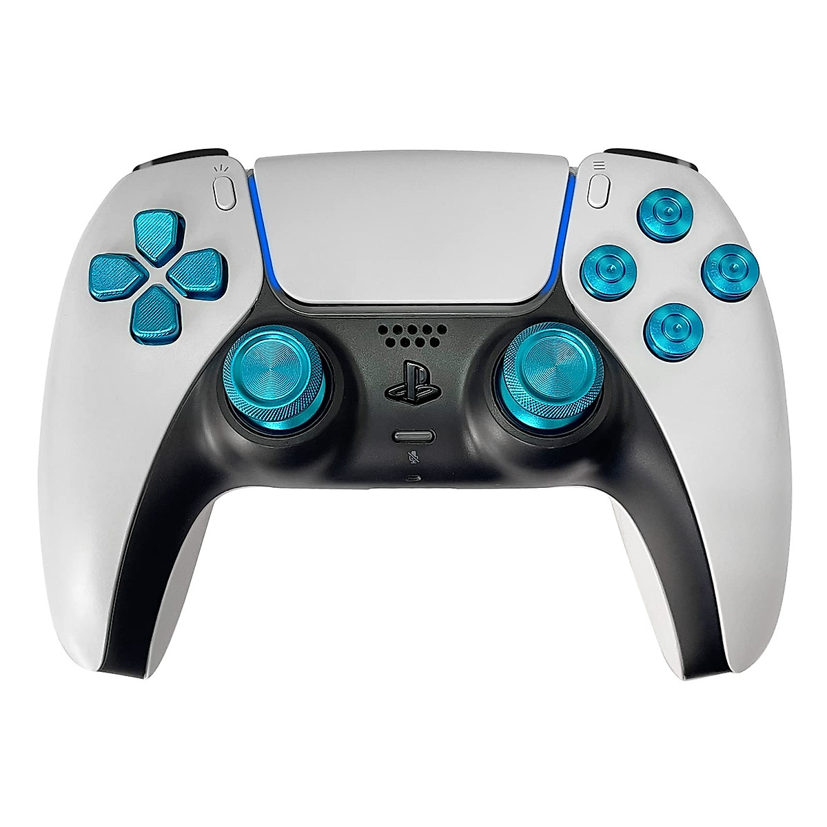 E-MODS GAMING Metal Thumbsticks D-pads ABXY Buttons Repair Kits for PS5 Controller - Replacement Aluminum Action buttons & Analog Joystick & Directional Pads for PlayStation 5 Controller (Blue)
