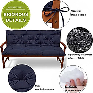 Waterproof Bench Cushion with Backrest,Soft Garden Bench Cushions with Backrest and Ties Non-Slip Bench Pads, Porch Patio Swing Overstuffed Waterproof Bench Chair cushions ( Orange 40x59 inch)