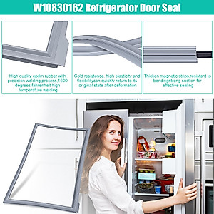 Upgraded W10830162 Refrigerator Door Gasket Replacement Compatible with Whirlpool Kenmore KitchenAid Refrigerator Freezer Door Gasket Refrigerator Door Seal Part 12723206AP, W10179332