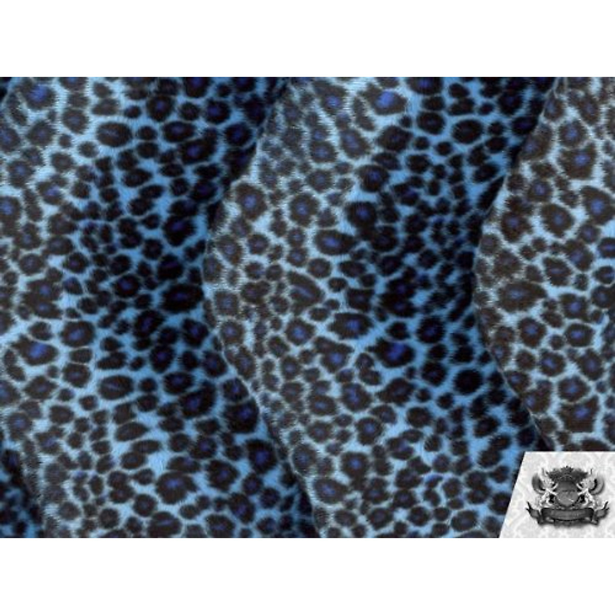 Velboa Faux/Fake Fur Cheetah Blue Fabric by The Yard