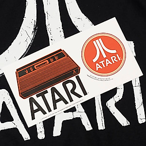 Popfunk Atari Video Game Console Retro Logo Long Sleeve T-Shirt & Stickers, Black (X-Large)