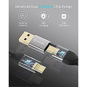 PHIXERO USB C to USB C Cable (100W/20Gbps/1.6Ft), 4K@60Hz Video Output Type-C Cable, 2-in-1 USB-A/C to USB-C Cable, USB C 3.2 Gen 2×2 Cable for MacBook Pro/Air/iPad Pro USB-C Monitor