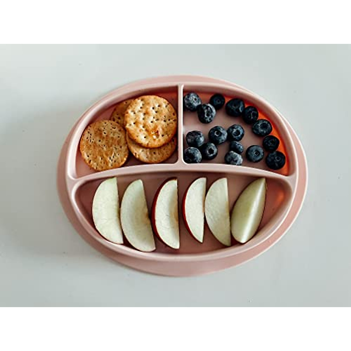 Ullabelle Suction 7 Pc Baby Feeding Set -BPA Free, 100% Food Grade Silicone- Microwave & Dishwasher Safe- 2 Silicone Bibs, 1 Suction Divided Toddler Plate, 1 Suction Bowl w/ Lid & 2 Spoons (Grey)