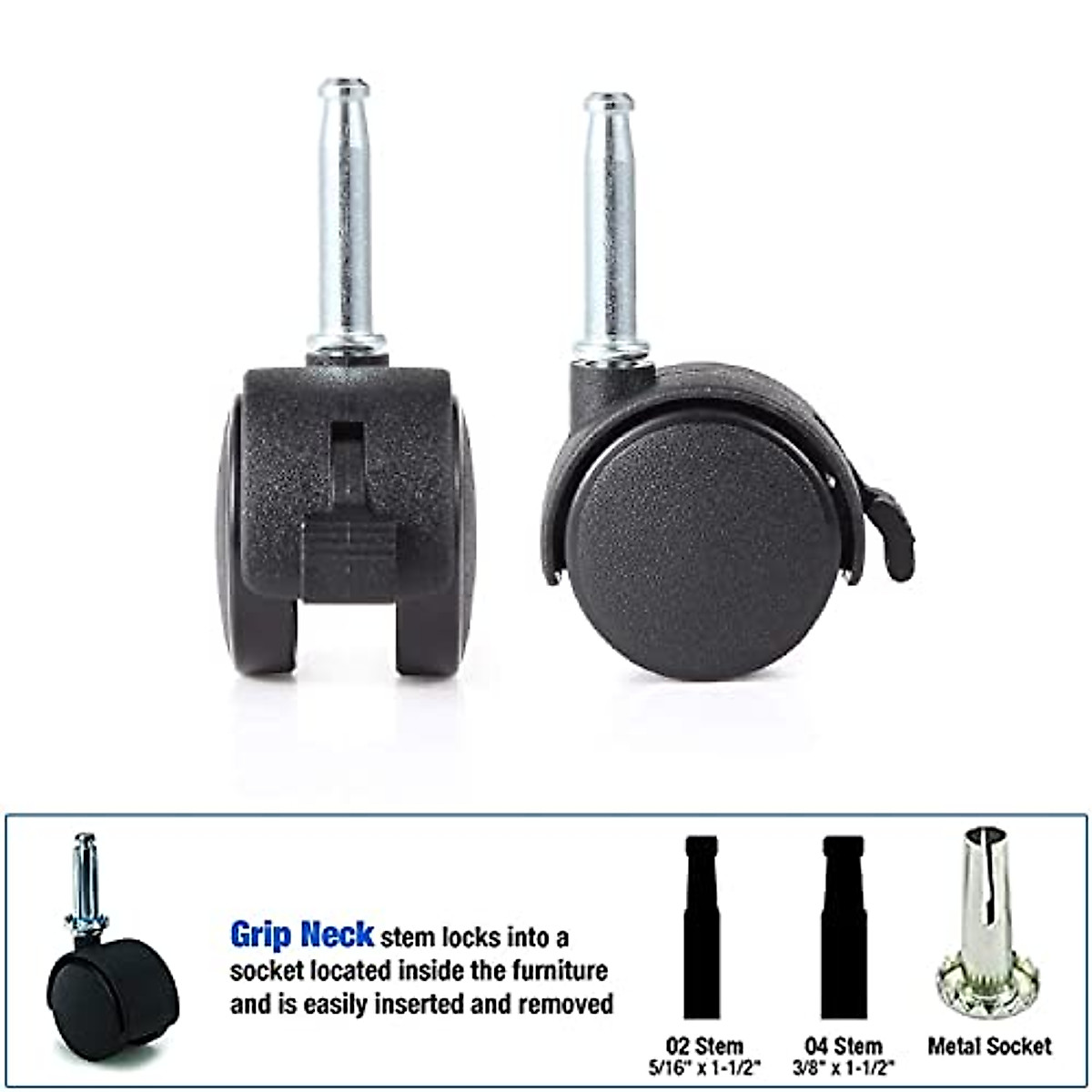 MCAMPAS 2 Pack Lock Swivel Caster Replacement Parts for Weber Gas Grill Stem Casters-2.5 inch Caster Wheel