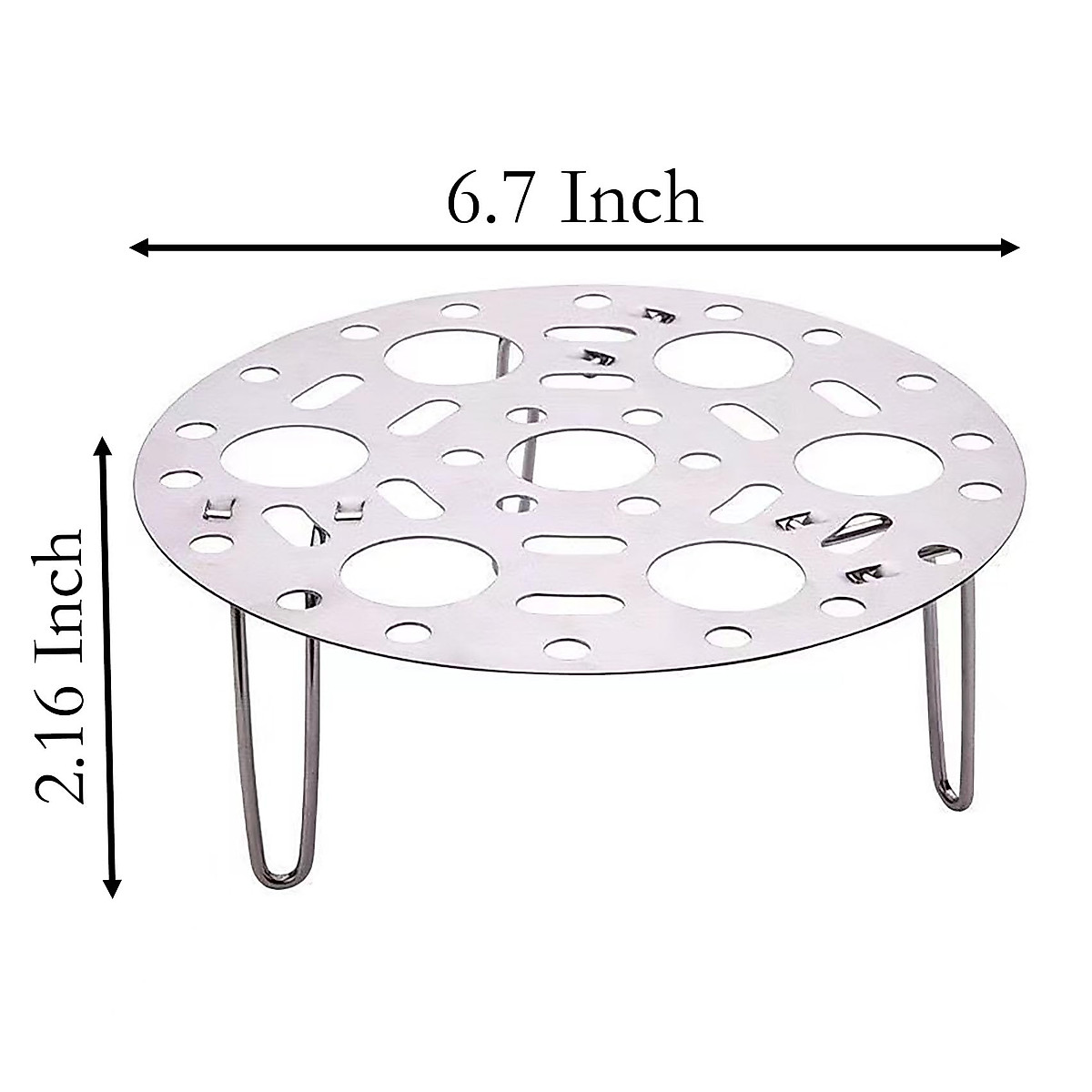 Steaming Rack, 2 Pack 6.7 Inch Round Food Grade Stainless Steel Steamer Plate for Food Steaming, Cooling and Roasting Cooking in Kitchen and Outdoors (2 silver)