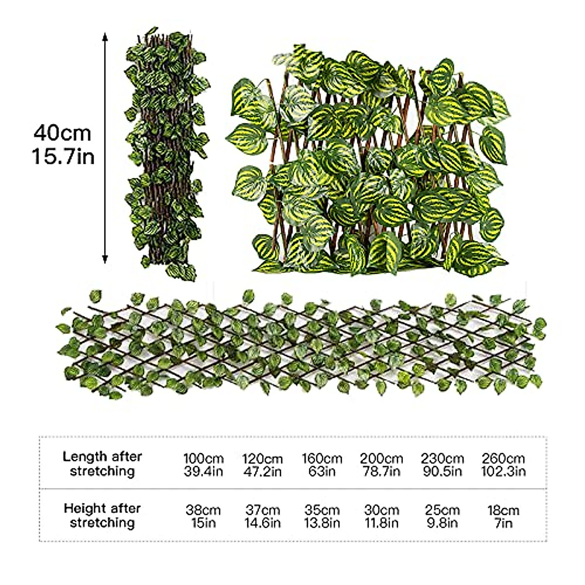SMLJFO Artificial Ivy Leaf Privacy Fence Screen Plants Vine Hanging Garland Stretchable Fence for Outdoor Garden Porch Patio Home Decor/Big Begonia Leaves