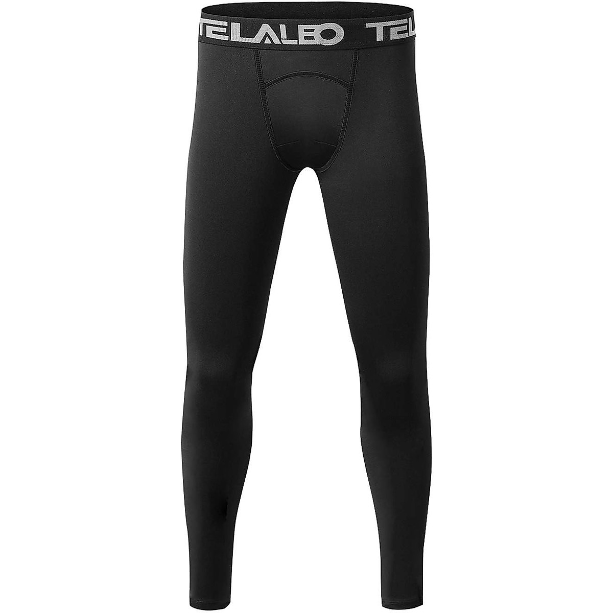 TELALEO 1 Pack Boys' Youth Compression Leggings Pants Tights Athletic Base Layer for Running Hockey Basketball Black S