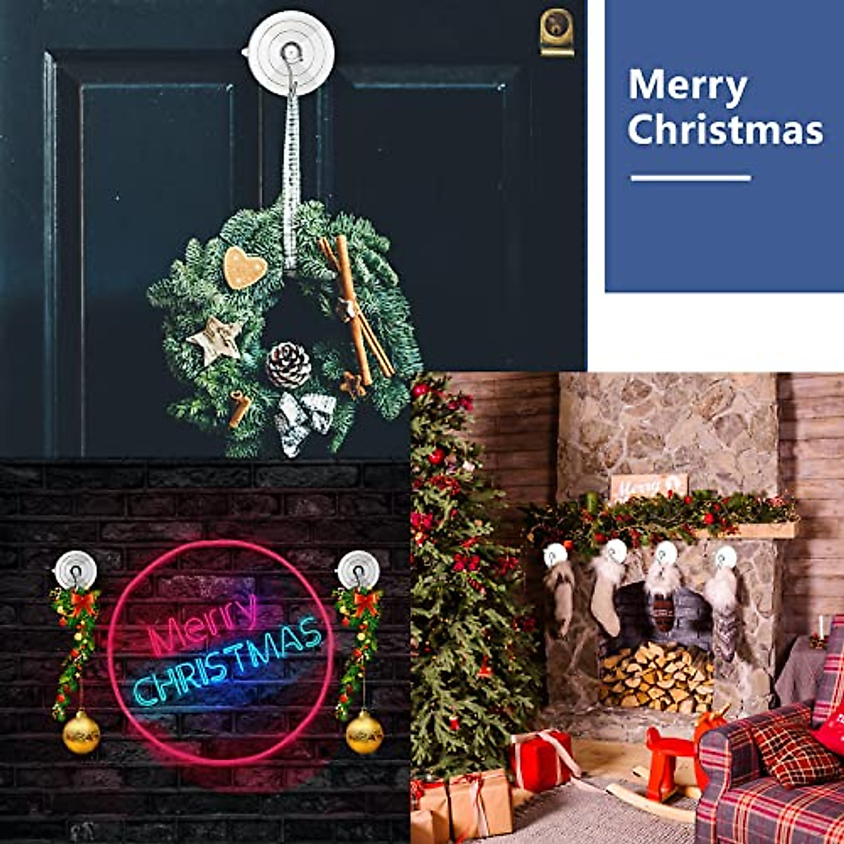 Yuroochii 20 Pack Suction Cup Hooks,2-1/2 Inches Clear PVC Suction Cups with Metal Hooks Removable Waterproof Strong Powerful Suction Cups for Kitchen Bathroom Shower Wall Window Glass Door