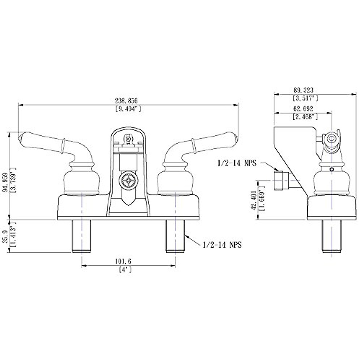 Laguna Brass 2001CP/3210CP/4120CP RV Bathroom and Tub Faucet with Matching Hand Shower Combo Chrome Finish