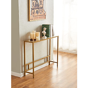 MAJARO Small Modern Console Table for Entryway, Tempered Glass with Golden Metal Frame Sofa Table for Living Room, Hallway, Office