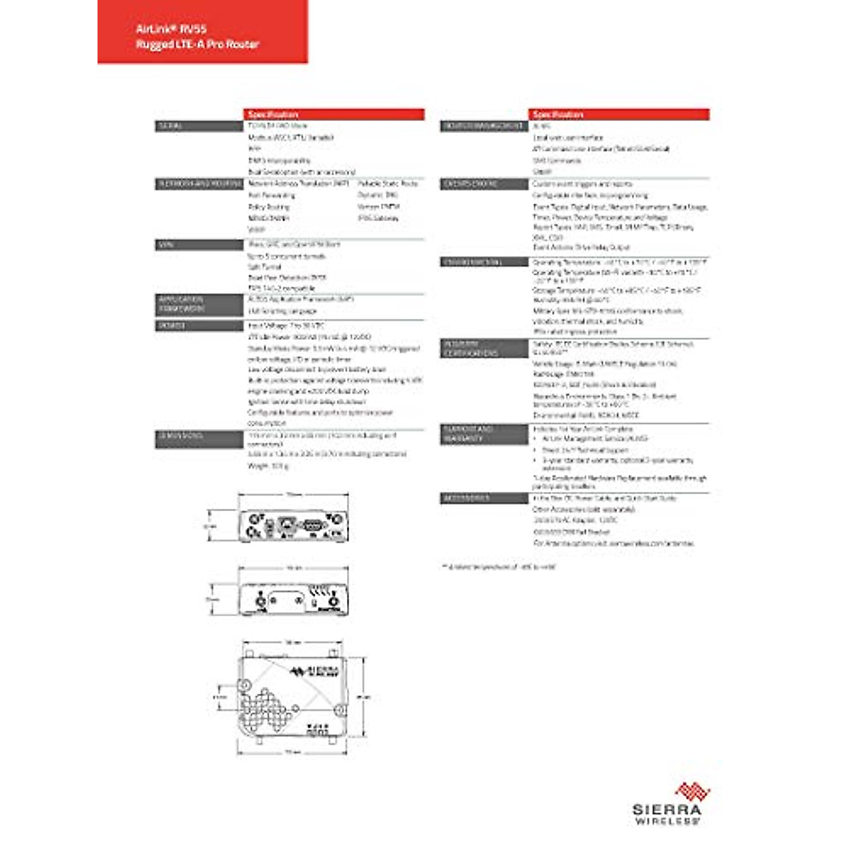 Sierra Wireless Airlink RV55 LTE Includes 1-Year AirLink Complete (LTE CAT4-1104335)