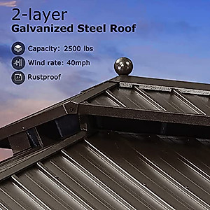 PURPLE LEAF 10' X 12' Hardtop Gazebo Canopy with Netting and Curtains for Outdoor Deck Backyard Heavy Duty Sunshade Outside Metal Patio Permanent Pavilion