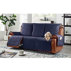 Ruaozz 1-Piece Waterproof Recliner Sofa Cover 3 Seater Couch Recliner Covers,Dark Blue