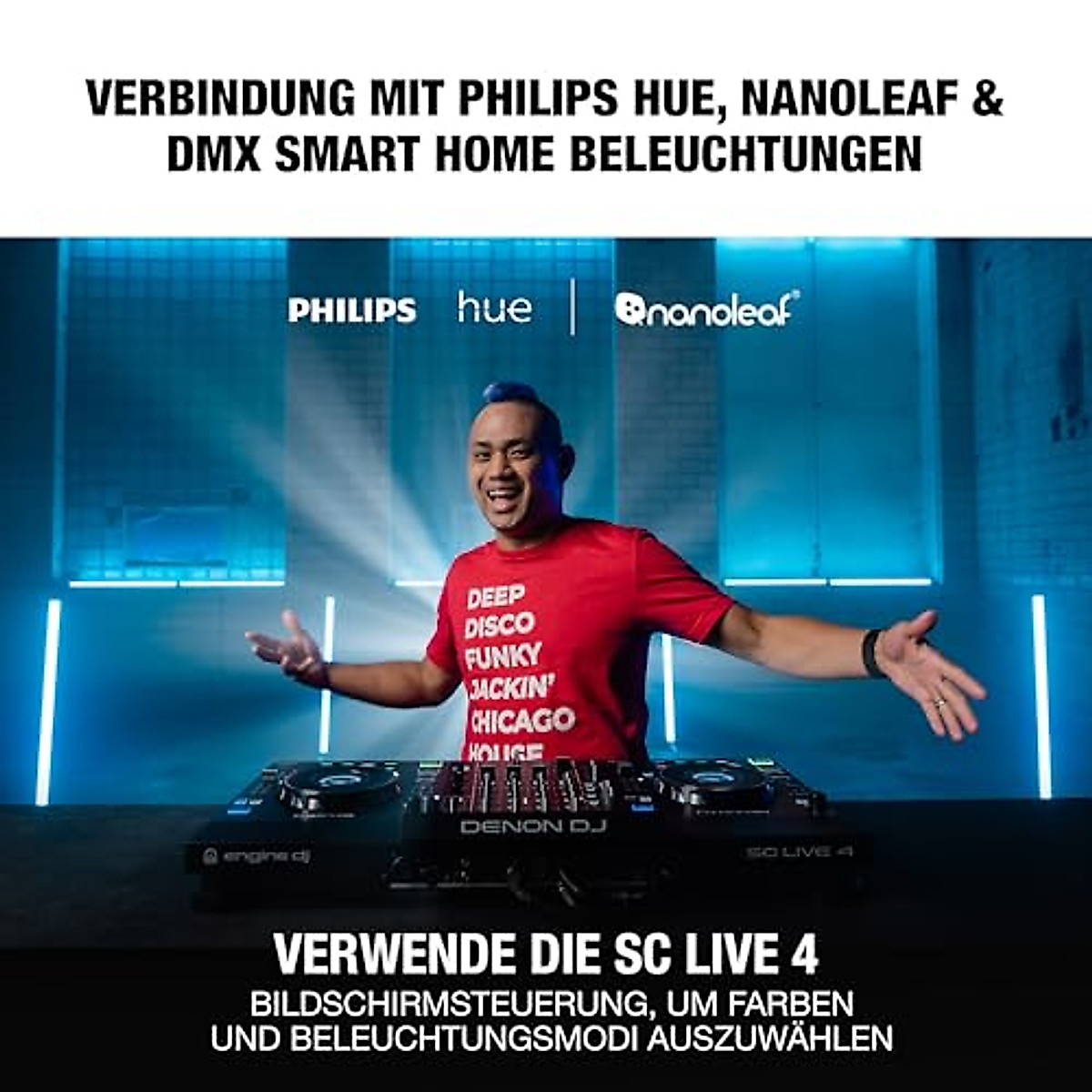 Denon DJ SC LIVE 4 - Standalone DJ Controller, 4-Channel Mixer, Amazon Music Unlimited Streaming, Wi-Fi, Speakers, Serato DJ & Virtual DJ Compatible