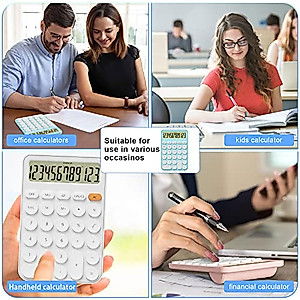 Cute Calculators Desktop Size 6.3 * 4.3in/16 * 11cm, DECKLIT Battery 12 Digit Desk Calculator Extra Large LCD Display, Great Desktop Calculator Big Buttons, 15°Tilt Screen for Kids Calculator(Pink)