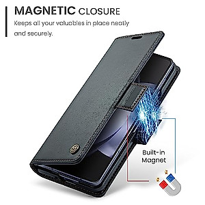 LBYZCASE for Galaxy Z Fold 5(5G 2023) Wallet Case[RFID Blocking Card Holder],Flip Folio Leather[Kickstand][Magnetic] Shockproof Protective Phone Case Cover for Samsung Galaxy Z Fold 5 (Black)