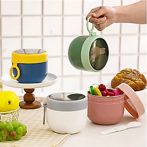 Sunnyray 21 oz Seal Tight Overnight Oats Container with Lid and Spoon Stainless Steel Overnight Oats Jars Reusable Leak Spill Proof Oatmeal Travel Container for Cereal Milk Vegetable Salad (4 Pcs)