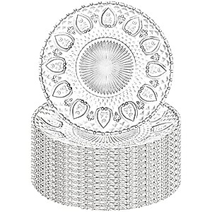 Coloch 12 Pack 8 Inch Glass Salad Plate, Carved Dessert Plate Reusable Snack Plate Food-grade Glass Fruit Plate for Kitchen, Living Room, Bar, KTV, Tea Table Decoration
