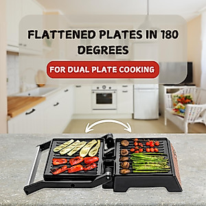 Ovente Electric Indoor Panini Press Grill with Non-Stick Cooking Plate, 1000W Thermostat Control and Removable Drip Tray for Easy Clean, Ideal 2-Slice Sandwich Maker for Breakfast, Copper GP0620CO