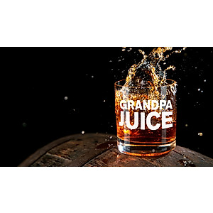 KLUBI Gifts for Grandpa - Grandpa Juice - 11oz Funny Whiskey/Cocktail Glass- Idea From Daughter, Fathers Day, Papa, New, For Birthday, Grandson, Grandchildren, Granddaughter, Grandkids