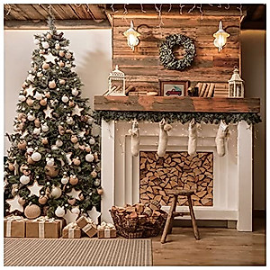 AIIKES 10X10FT Christmas Theme Backdrop Xmas Photography for Backdrop Christmas Tree Wreath Gift Box White Socks Holiday Party Backdrop Studio Props 12-381