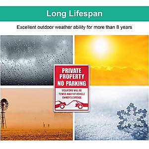 3 Pieces No Parking Sign, 14 x 10 Inches Reflective Private Property Sign Violators Will Be Towed Sign, Rust Free Aluminum, UV Protected, Weather Resistant, Waterproof, Durable Ink, Easy To Mount