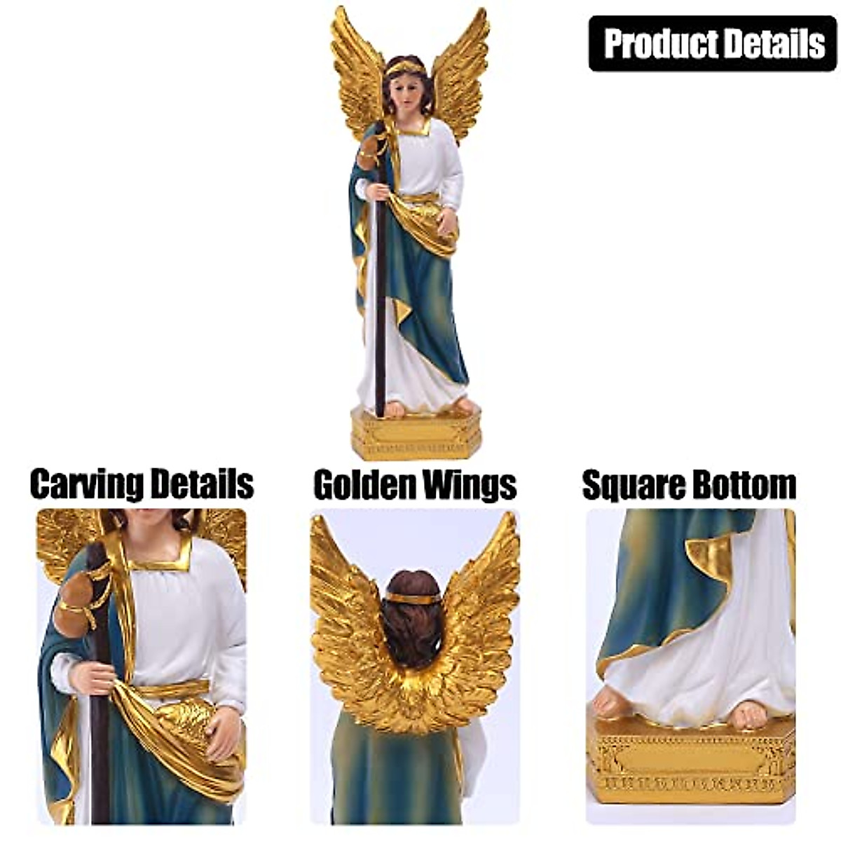 QIANLING 8in Archangel Raphael Statue, Catholic Gift Archangel Raphael Figurines, Religious Cure Archangel Raphael Statues, Suitable for Religious and Home Decor Filling Indoor Space