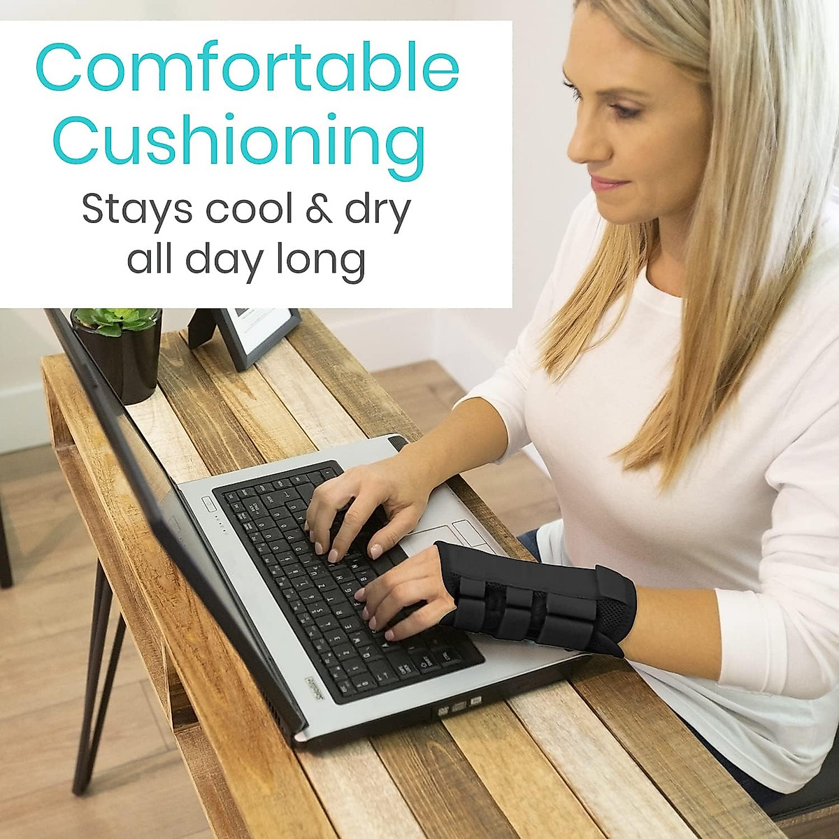 Vive Carpal Tunnel Wrist Brace (Left or Right) - Arm Compression Hand Support Splint - for Men, Women, Kids, Bowling, Tendonitis, Arthritis, Athletic Pain, Sports, Golf - Universal Adjustable Fit