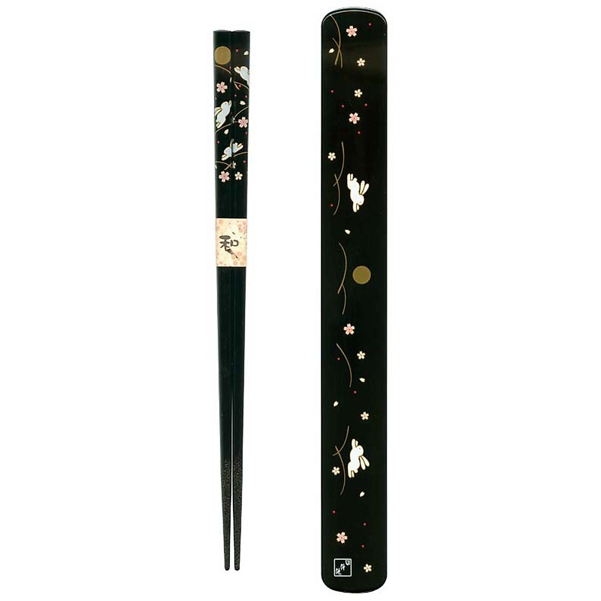 Ryu Mei 058016 Rabbit Japanese Chopstick Box and Set, Black