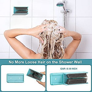 Shower Hair Catcher Wall, Dazzlewings Hair Catcher, Hair Trap for Shower Drain, Bathroom Wall Hair Collector for Bathtub Drain Reusable(Blue)