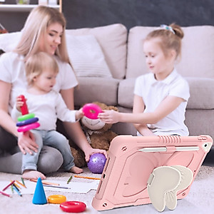 YINLAI for iPad 10.2 Inch Case,iPad 9th 8th 7th Generation Case,iPad air 3rd Case with Pencil Holder Kids Girls Butterfly Kickstand Shockproof Protective Cover for iPad 9th 8th 7th Gen 2021/2020,Pink