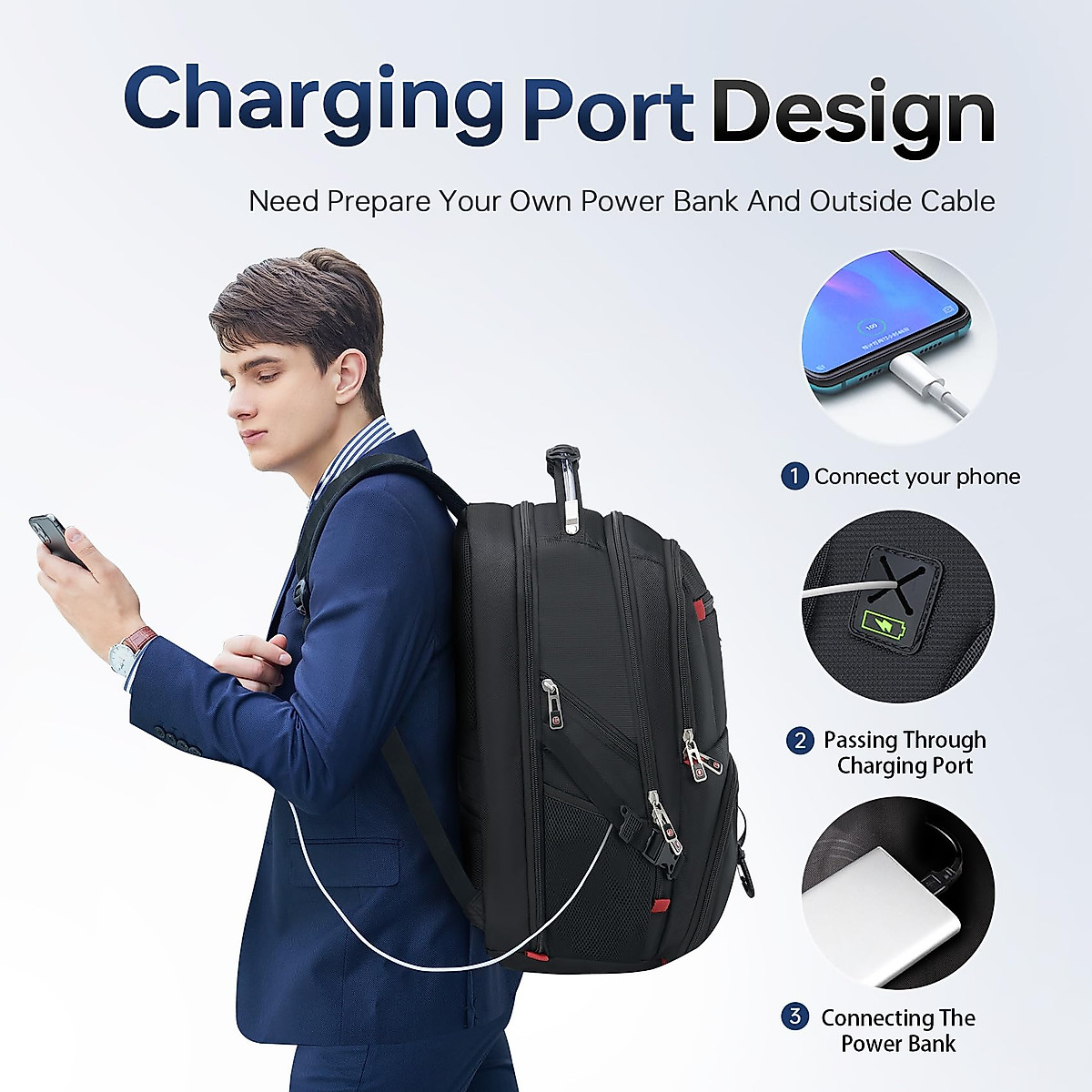 Travel TSA Friendly Laptop Backpack | Anti-Theft Bag with USB Charging Port and Combination Lock, Waterproof - Fits Most 17.3 Inch Laptops and Tablets OAA28015173B