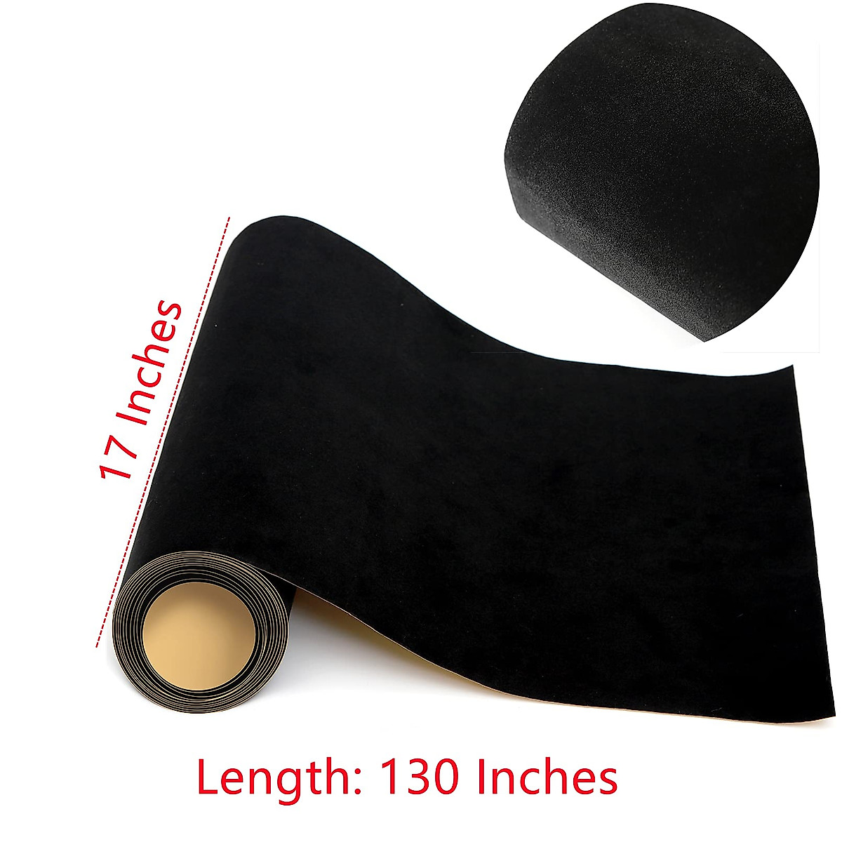 Mesheshe Self Adhesive Felt Fabric, Soft Velvet Drawer Liner, DIY Velvet Fabric for Art & Crafts, Jewelry Box Felt Liner, Solid Color Felt Wallpaper (17" x 130", Black)