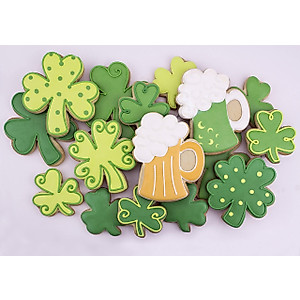 Ann Clark Cookie Cutters 5-Piece St. Patrick's Day Cookie Cutter Set with Recipe Booklet, Shamrock, Small Shamrock, Four Leaf Clover, Beer Mug