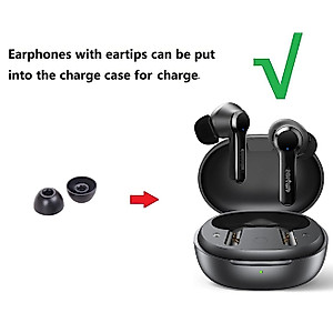 Replacement Earbuds Ear Tips Eartips Ear Cap Compatible with EarFun Air Pro 3 / Air Pro 2 / EarFun Air, S/M/L Silicone Earbuds Tip 6 Pairs,Black (713efb6p)