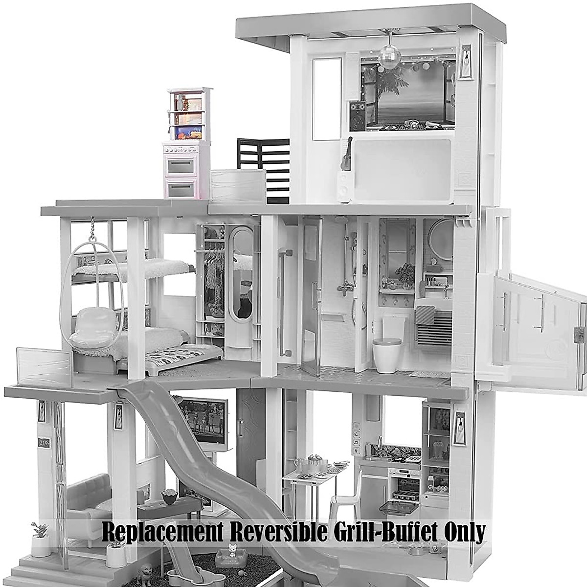 Replacement Parts for Barbie Dreamhouse Playset - GRG93 ~ Barbie Doll Size Reversible Grill-Buffet
