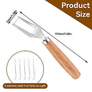 Watermelon Slicer Cuts Watermelons into Cubes, Stainless Steel Melon Cutter with Wooden Handle, Watermelon Cutting Tool Fruit Cutter with 5 Fruit Forks